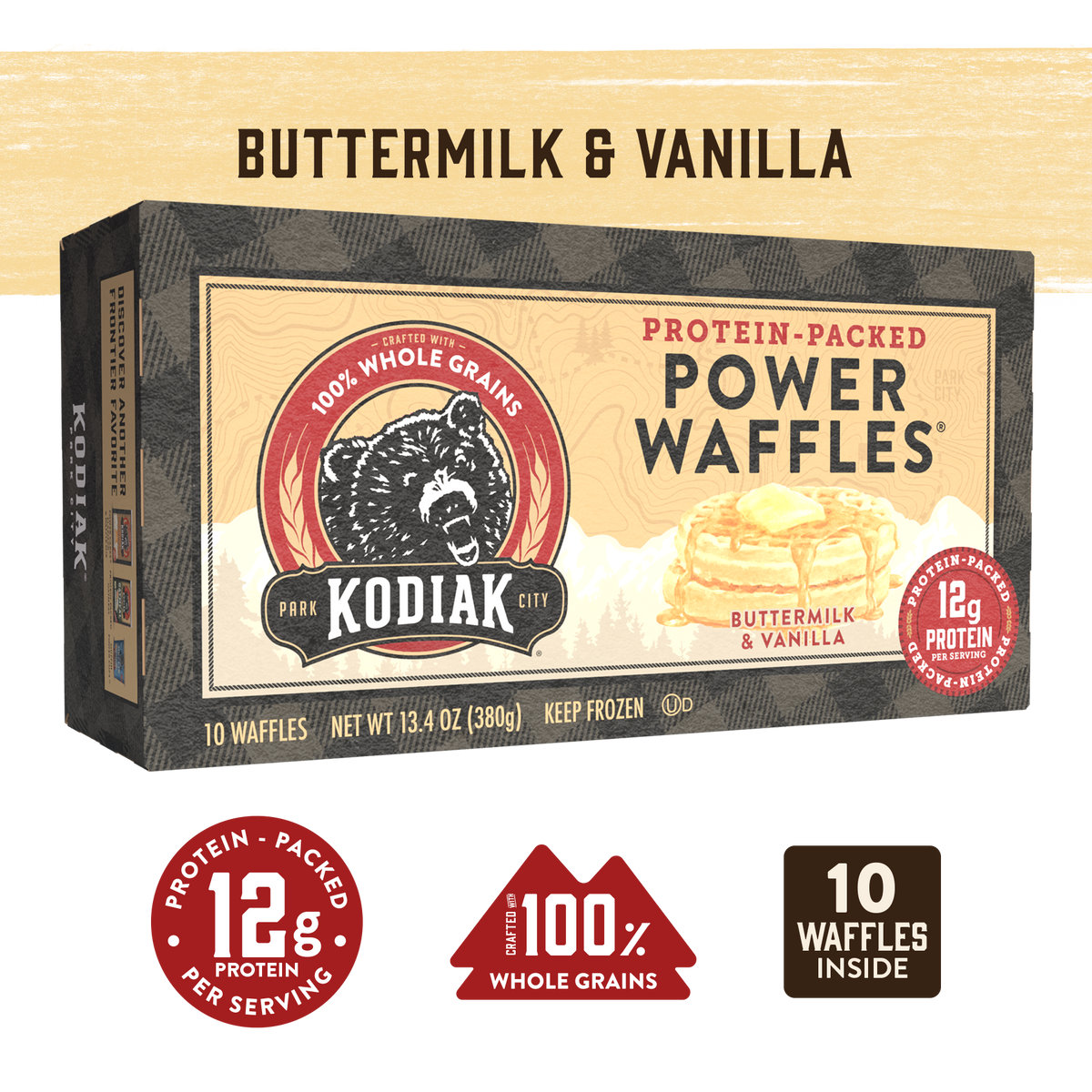 Buttermilk & Vanilla Power Waffles – Protein Breakfast | Kodiak®
